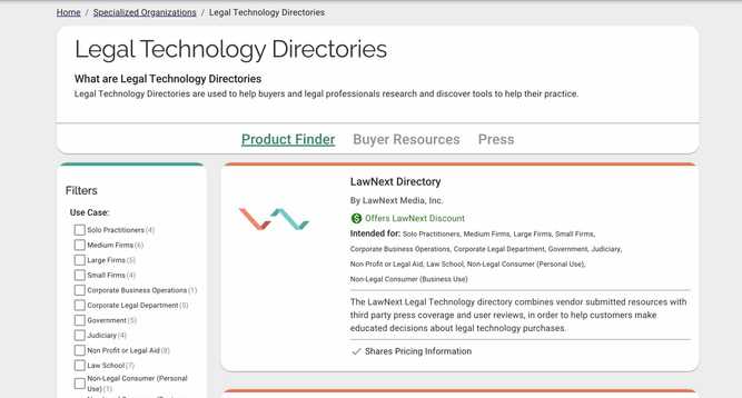 LawNext Legal Technology Directory | Software & Tech for Law Firms ...