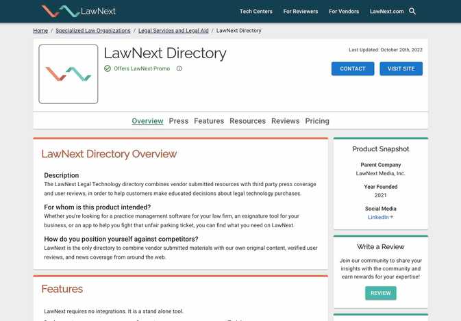 LawNext Legal Technology Directory | Software & Tech for Law Firms ...